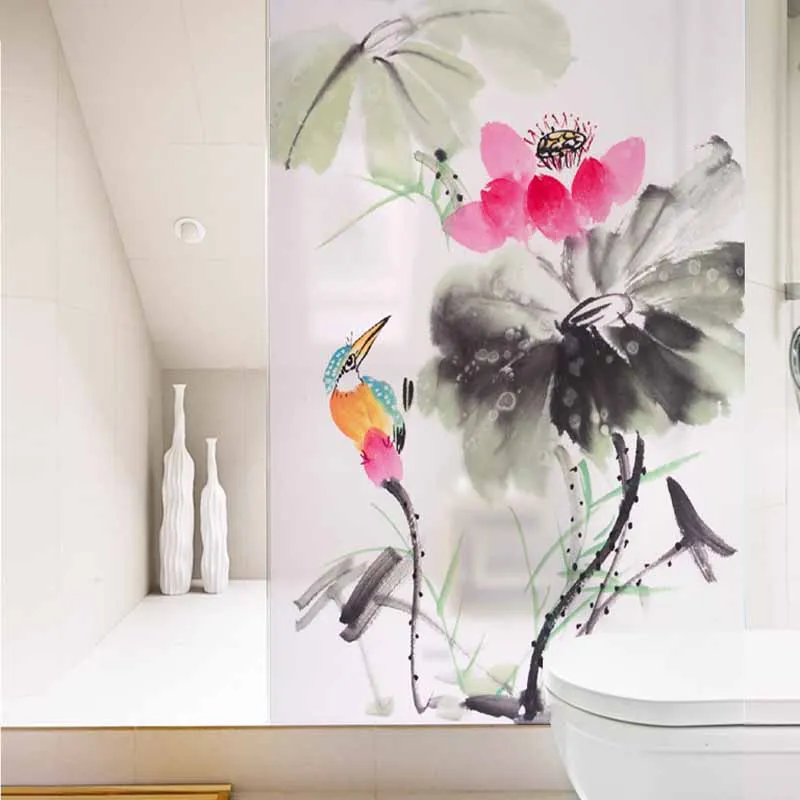 Customizable poetry antique glass film bedroom study anti privacy ...