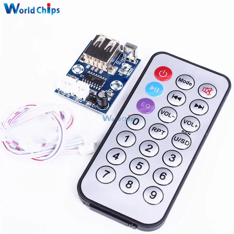 12V Mini WAV MP3 Decoder Board Lossless Decoding Module Two Channel ...