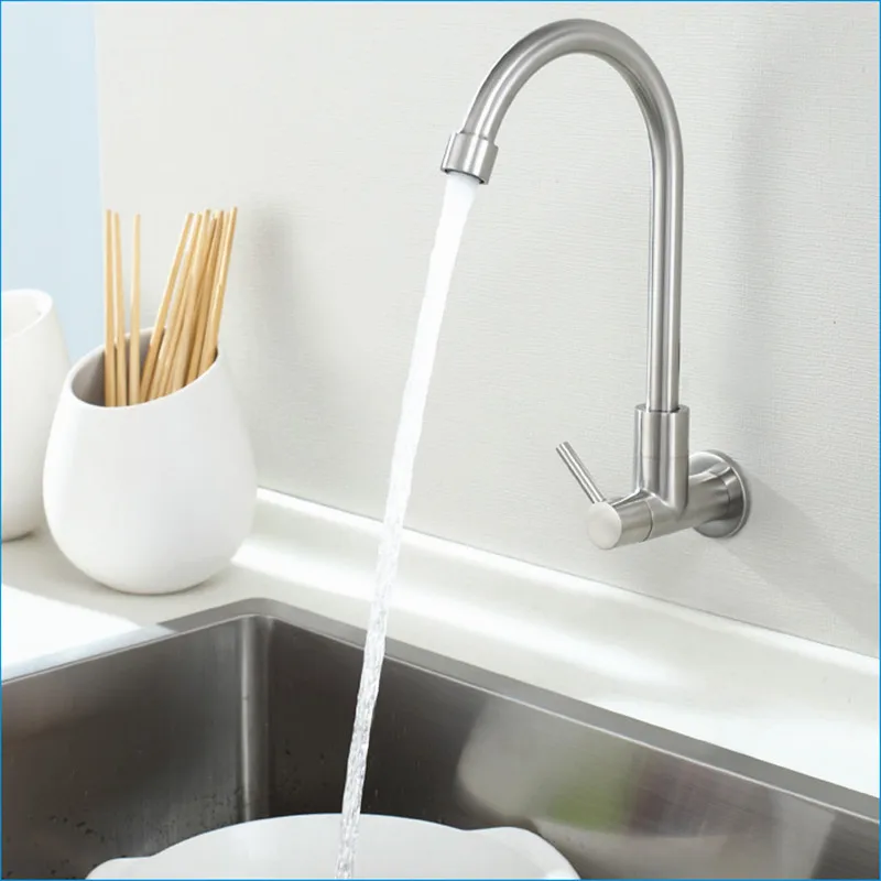 Stainless steel single cold water tap,wall mounted Rotatable Kitchen ...