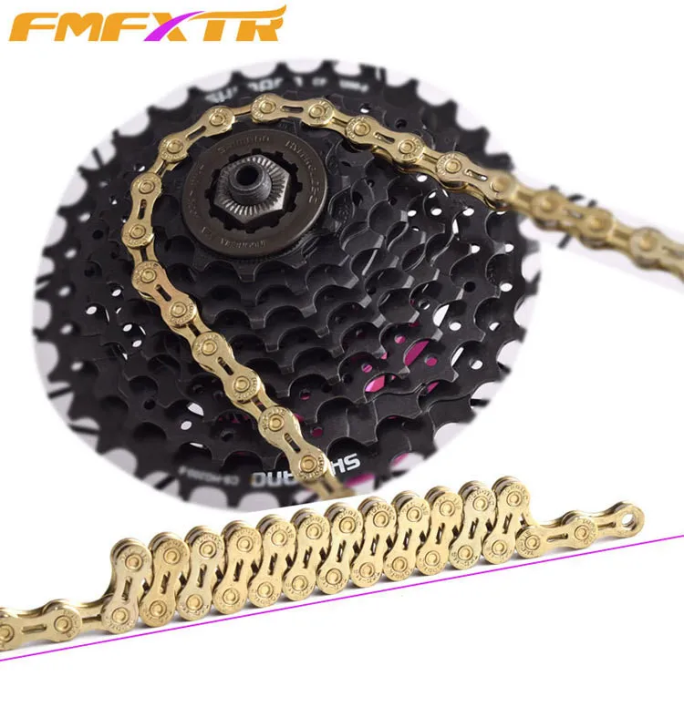 High Quality Durable Gold Golden Chain 9/10/11 speed 116 links Hollow ...