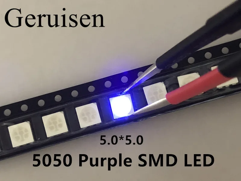 5050 LED SMD 보라색 UV 칩 표면 실장 20mA 울트라 브라이트 발광 다이오드 LED SMT 비드 램프 라이트 DIY ...