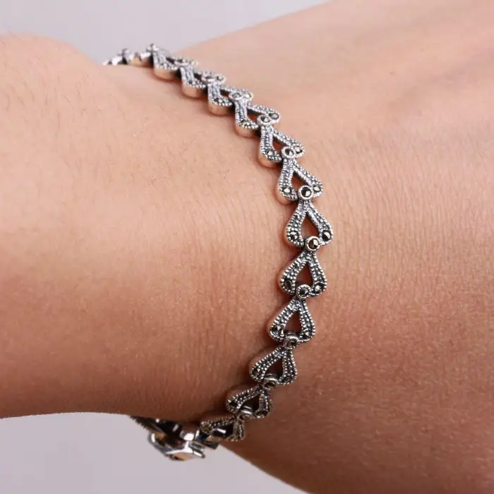 Bangkok silver thai silver vintage bracelet love antique pure silver ...
