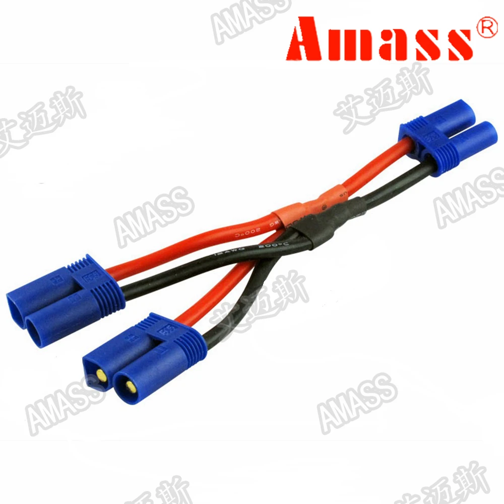 Amass EC5 paralela comprimento da linha 10 cm 1 Fêmea 2 Macho 14AWG soma atual estável atual ...