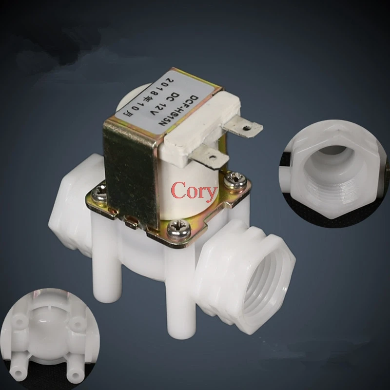 1Pc Plastic solenoid valve DN15 G1/2 Female Thread DC 12V DC 24V AC 220V Normal closed Normal ...