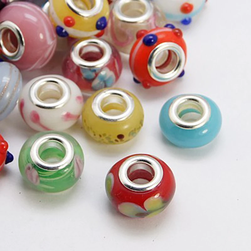 Pandahall 100pc Mix color Handmade Lampwork European Style Beads with ...