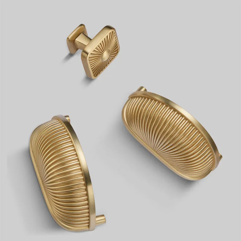Shell Shape Kitchen Handle Gold Cabinet Pulls Drawer Knobs For ...