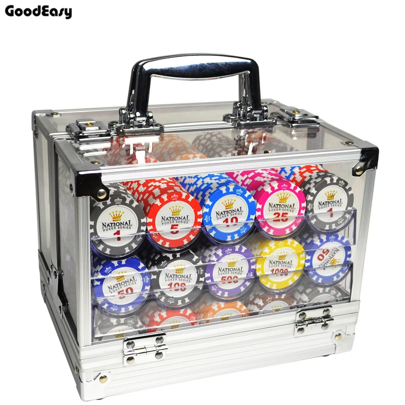 100/1000pcs Casino Poker Chip Sets Gold Crown Texas Hold'em Baccarat ...