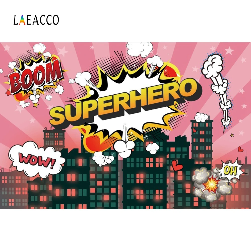 Laeacco Cartoon Graffiti City Wall Superhero Portrait Scene Photography ...
