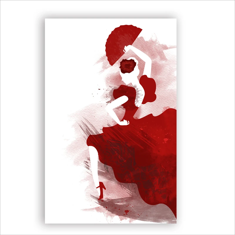 Spanish Flamenco Dancer Art Print Poster Wall Picture , Abstract ...