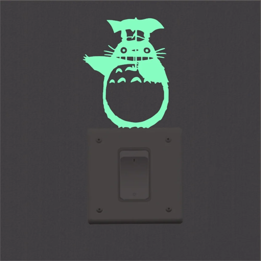 Glow in The Dark Switch Stickers Cartoon Totoro Luminous Toilet Sticker ...
