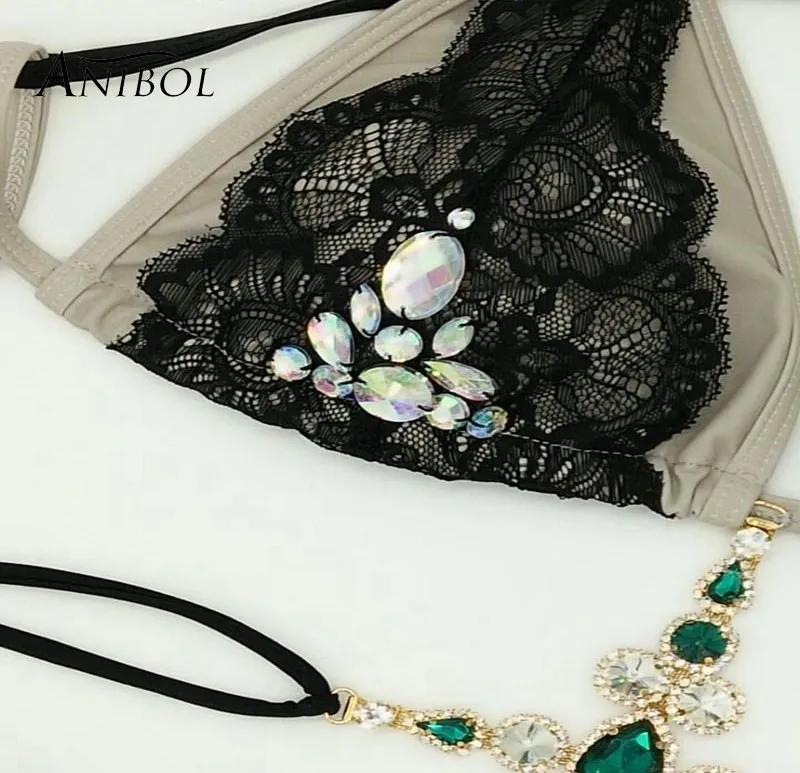 Anibol Luxury Rhinestone Bikini Lace Women Swimsuit 2018 Crystal ...