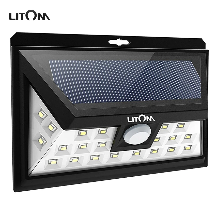LITOM 24 LED solar light IP65 waterproof Wide Angle Security Motion ...