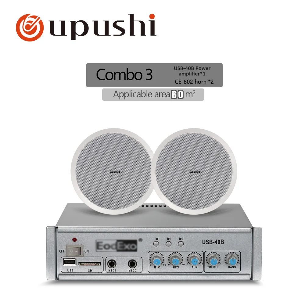 PA система USB-40AB+ CE502 мини усилитель мощности с в стене потолочные комплекты динамиков ...