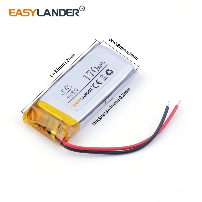 401833-3-7V-170mAh-Rechargeable-Lithium-Li-ion-Polymer-Battery-for-MP3 ...
