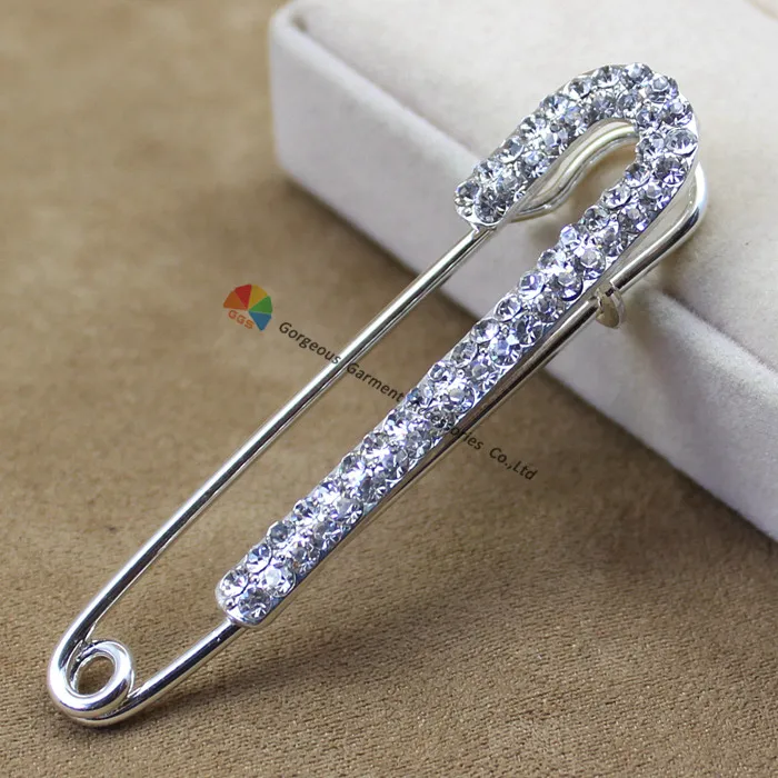 Broche de segurança longo de strass, broche longo de cristal ...