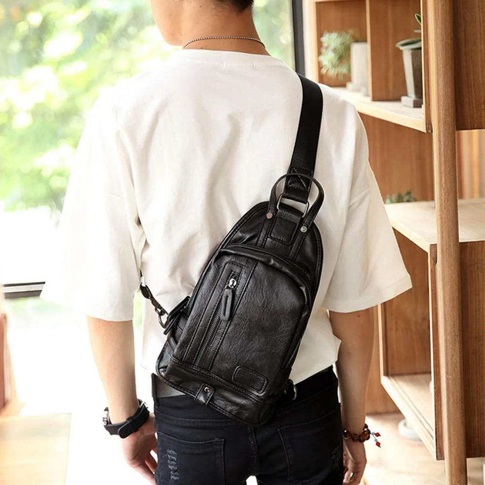 New Mens Handbag Pu Leather Travel Motorcycle Shoulder Cross Body