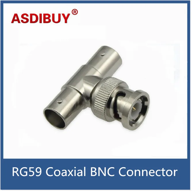 BNC CCTV RG59 Coaxial BNC Connector 1 Male to 2 Female Coupler Adapter ...