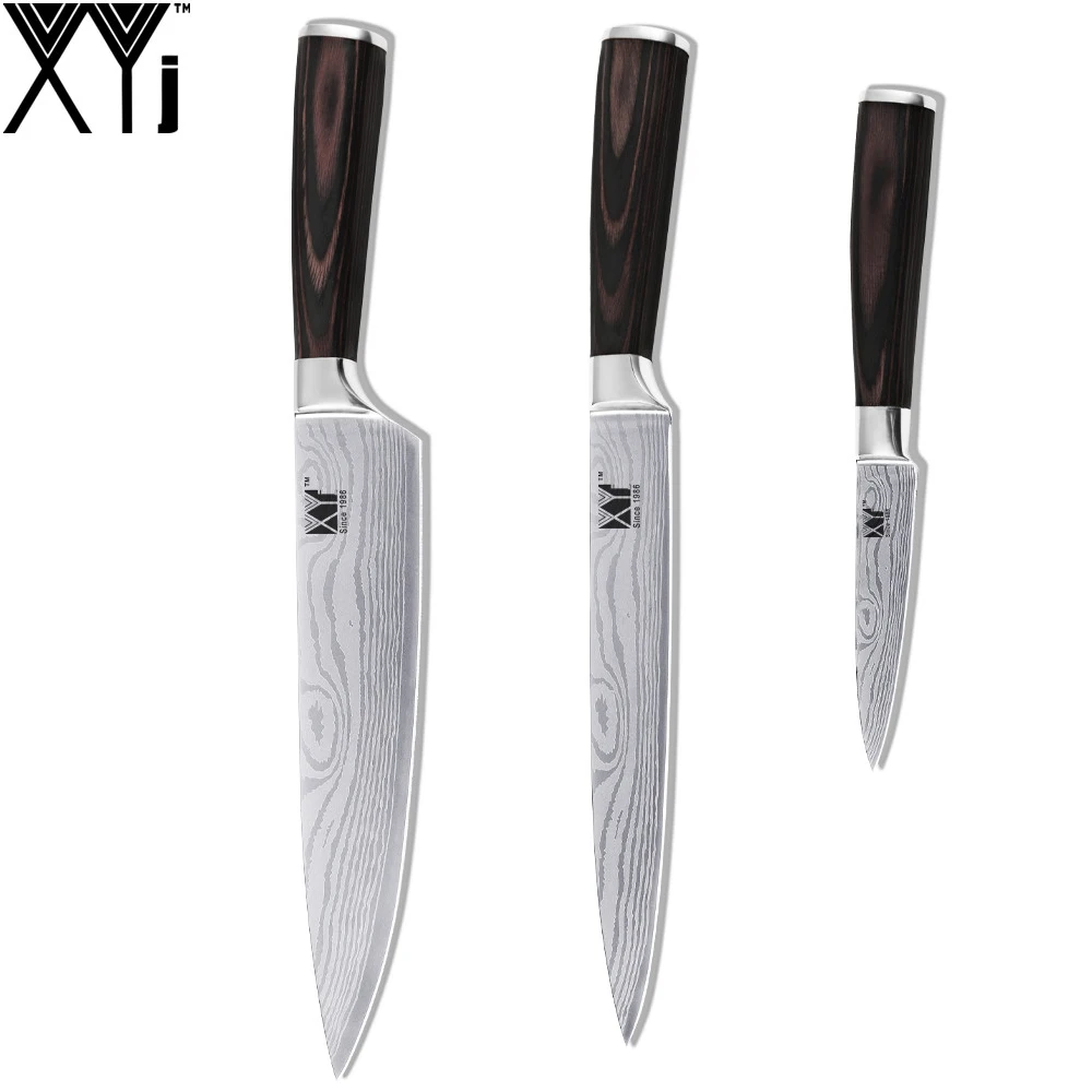 XYj Brand Kitchen Knives Three Piece Set 3.5 inch Paring 8 inch Slicng ... XYj Brand Kitchen Knives Three Piece Set 3.5 inch Paring 8 inch Slicng ...