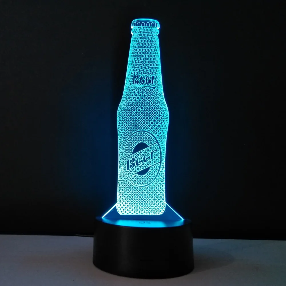 Cool Night Lamp Beer Bottle Shape 3D Visual light Acrylic plates ...
