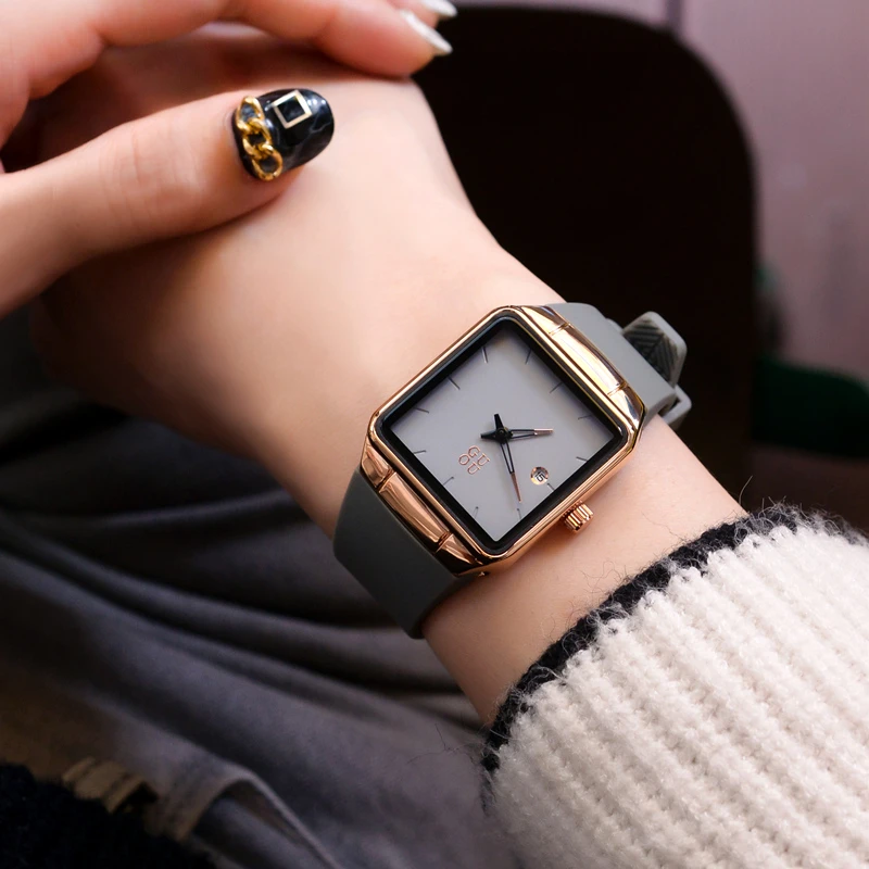 Fashion Luxury Brand Unisex Men Womens Watches Square Dial Silicone ...