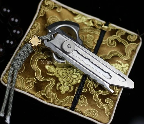 Titanium TC4 Mini EDC 113mm Long Utility Knife Cutter One piece 3D ...
