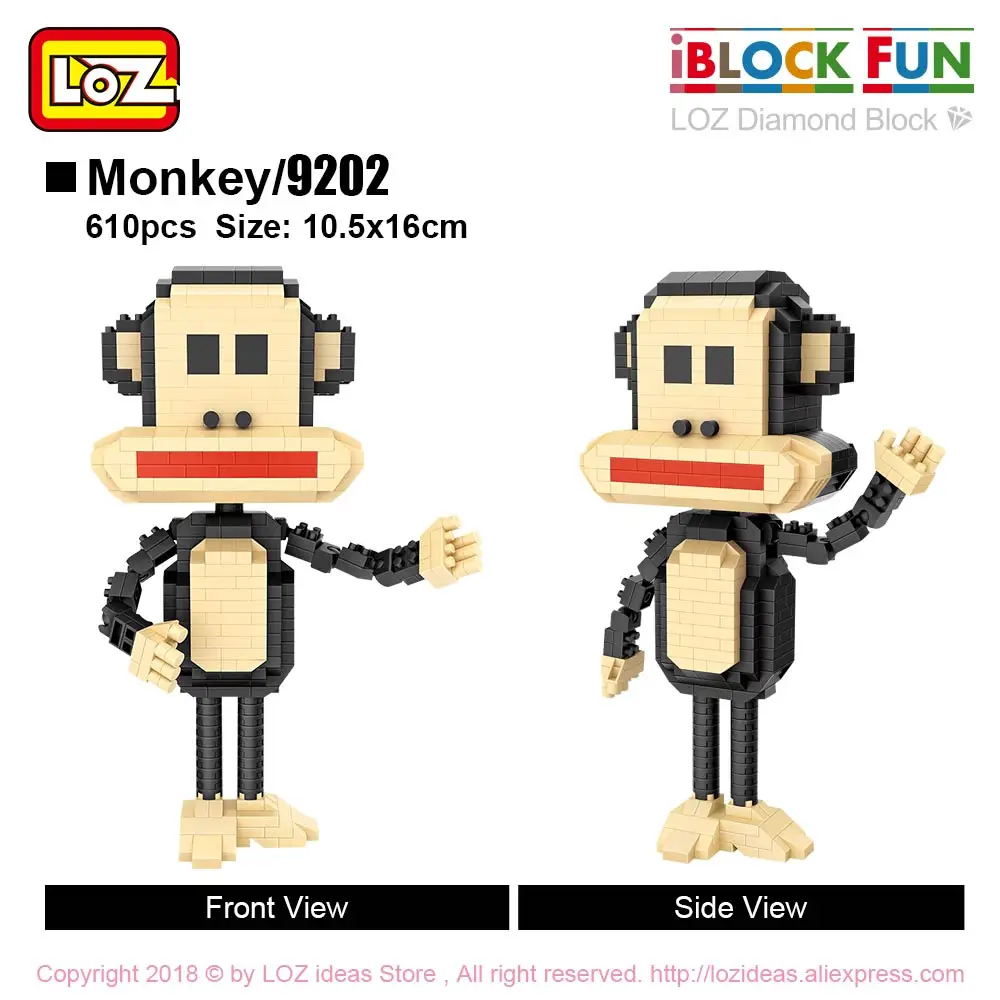 LOZ Nano Blocks Monkey Duck Figure Cartoon Anime Animal Educational ...