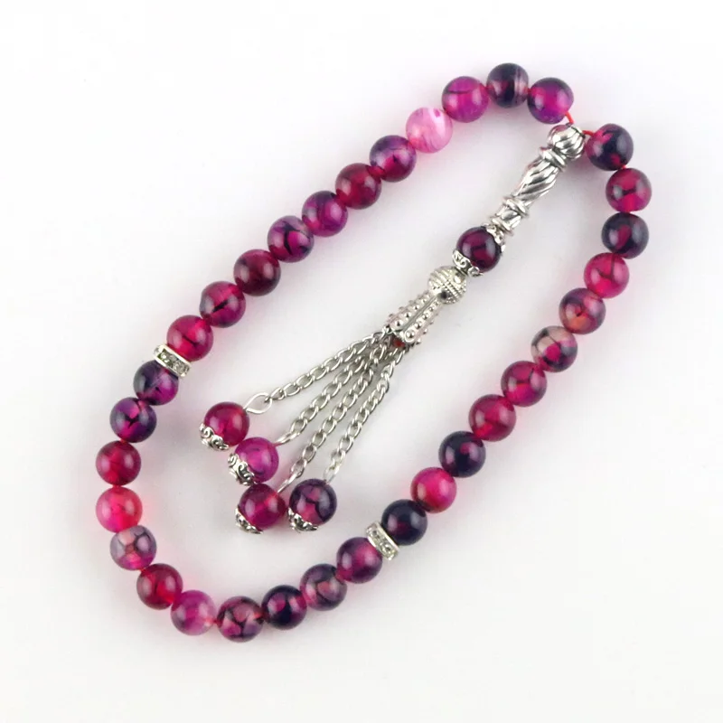 CHAPELET,--Chapelet musulman en pierre naturelle, 33 perles originales ...