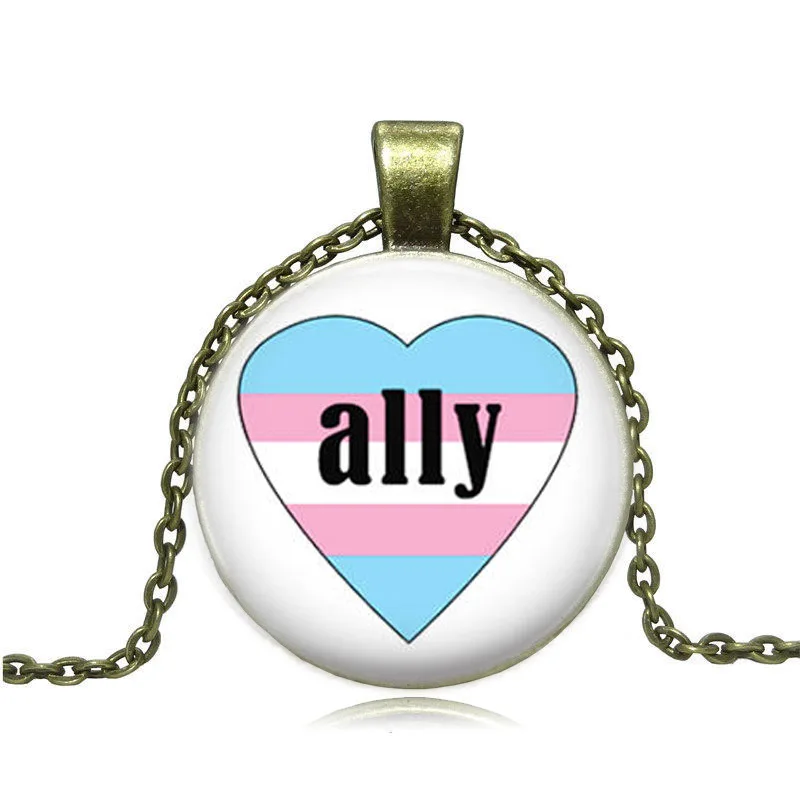 Transgender Pride Ally Pendant Necklace (Silver Or Bronze) - Queerks™