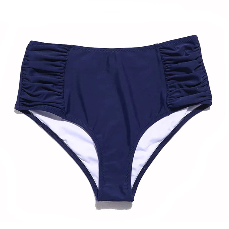 Cobunny Two Piece Separates Swimsuit 2018 New Mid Waist Swim Trunks Navy Blue Swim Short Plants