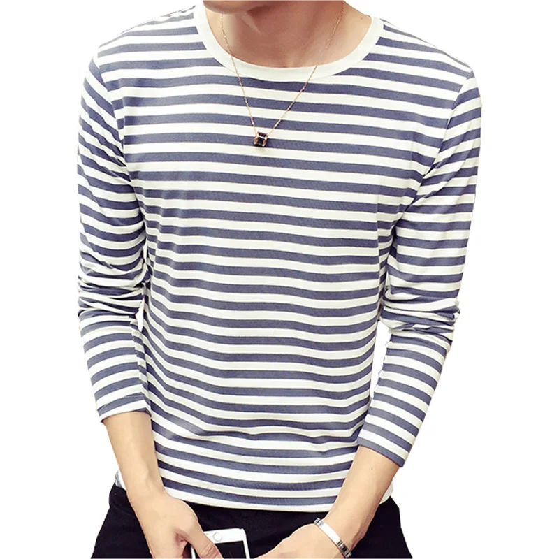 New Fashion Sailor Striped T Shirt Men 2016 Autumn Designer Long
