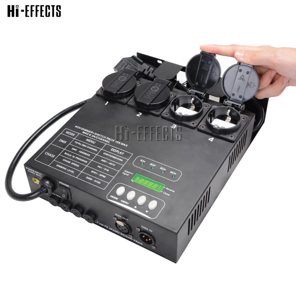 4 Channel DMX Dimmer Pack Controller DMX Splitter Switch Pack Auto/DMX ...