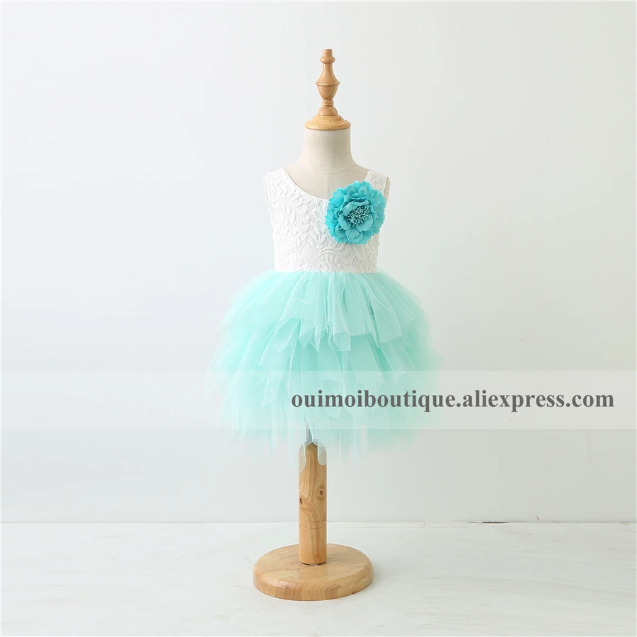 1 9T 6 Colors 3 layers Puffy Mini Dress Summer Open Lace Back children ...