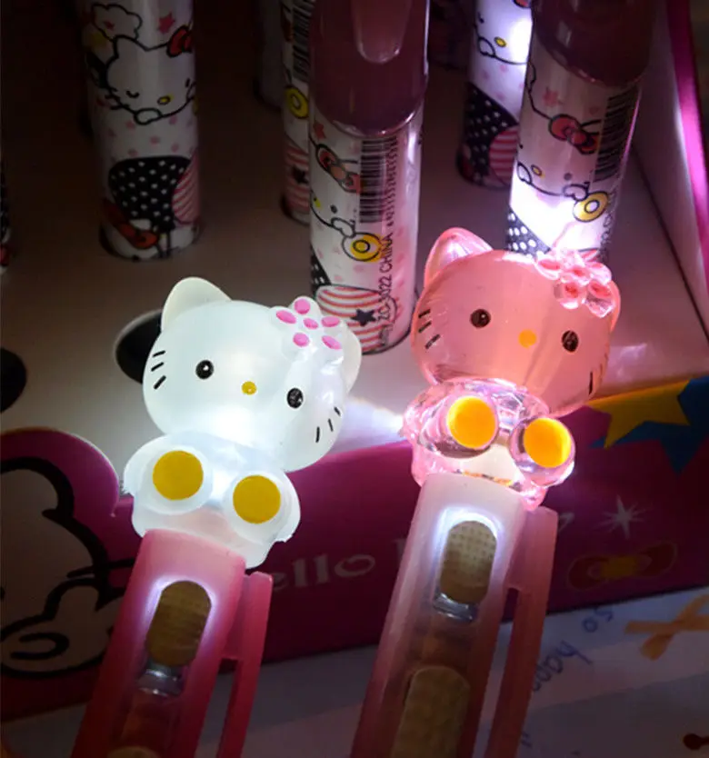 New Cute Kawaii Hello kitty Led Lighting Push Ball Point Pen Stationery ...
