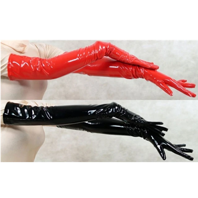Opera Length Black Pvc Long Gloves For Women Zentai Fetish Bondage Costume Pvc Gloves Gothic