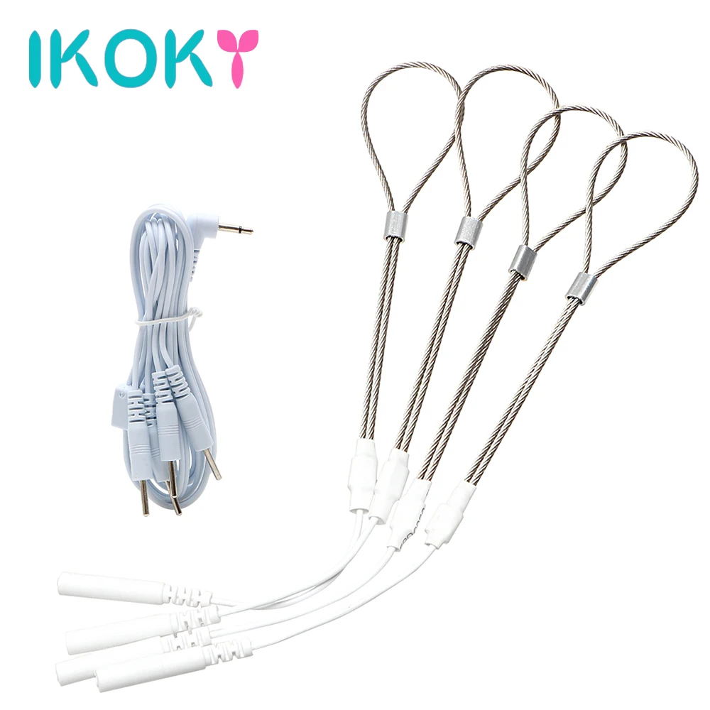 Ikoky 4 Pieces Wire Loop Electric Penis Massager Cock Rings Electric