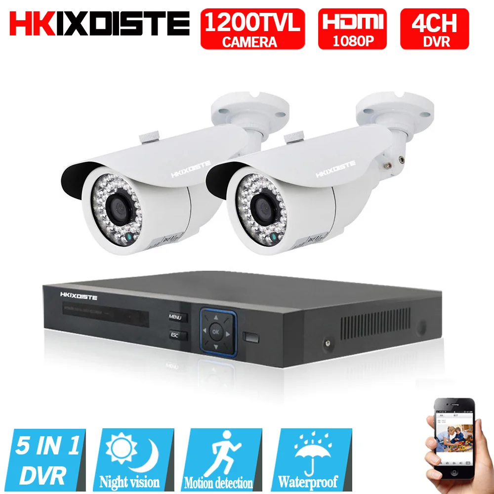 4CH 1080N HDMI DVR 1200TVL 720P HD Outdoor Security Camera System ...