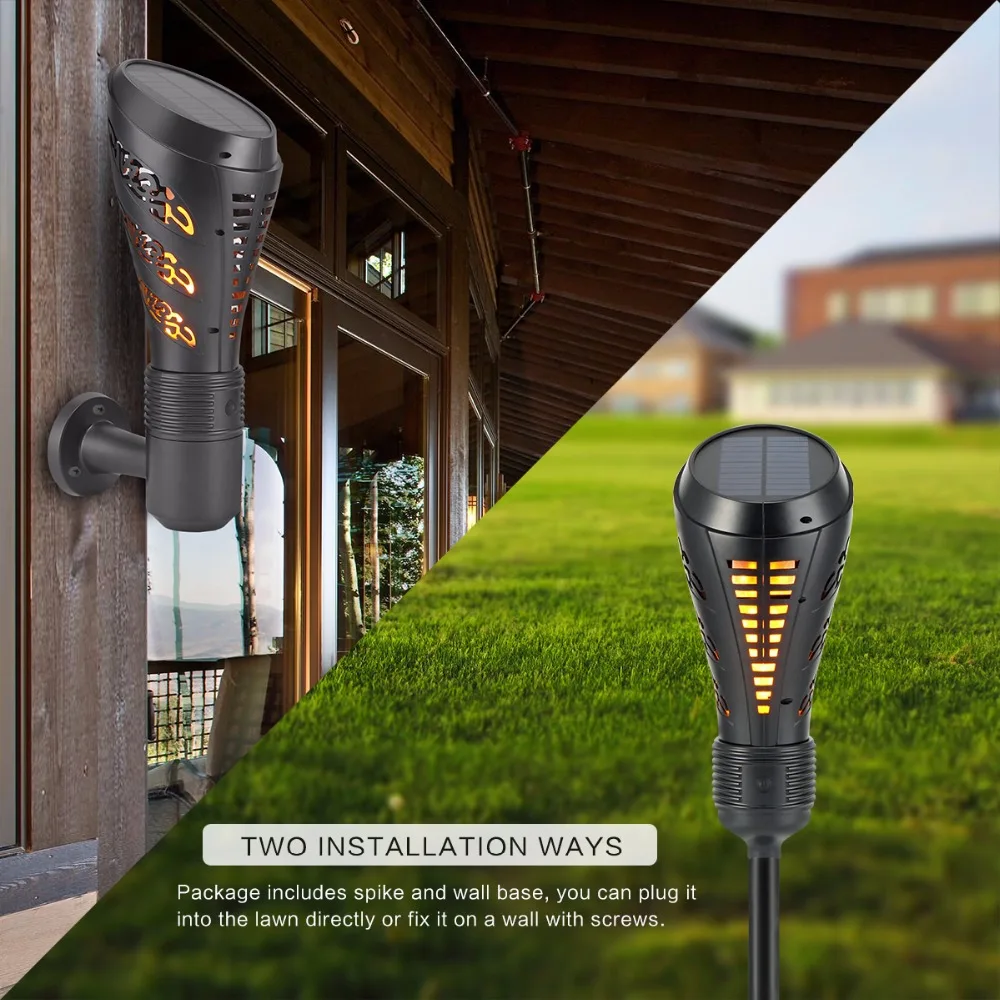 New Solar Flame led Flame Light fire effect Lawn Lamps Torch Light ...