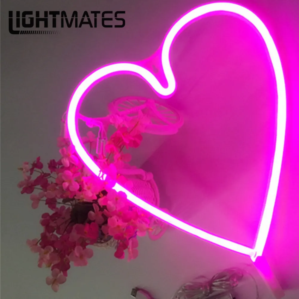 LIGHTMATES Heart Shaped Neon led Modeling Lights Neon Christmas Party ...