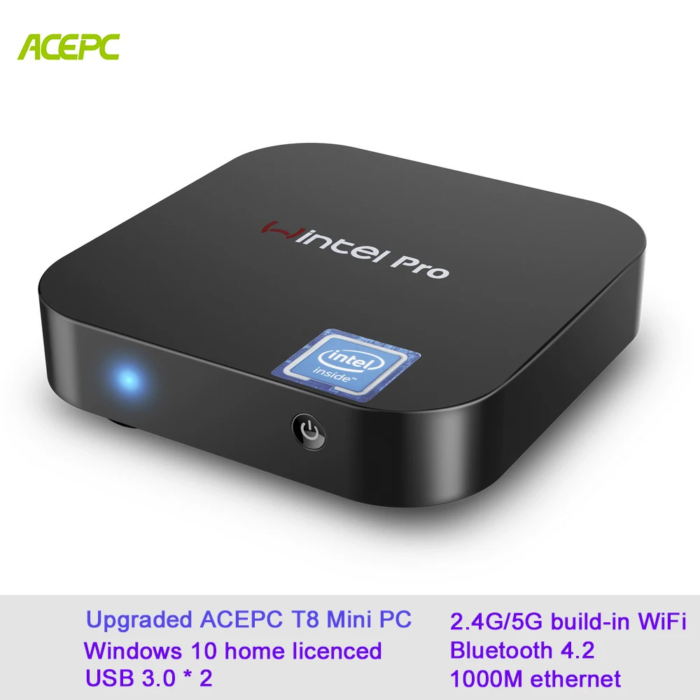 T8 Fanless Mini Pocket Computer micro pc Wintel W8 pro Intel x5 Z8350 ...