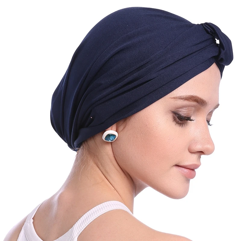 Hot sale Fashion women turban m head wrap soft Elastic cap hijab ...