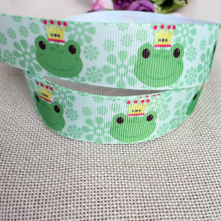 1 "25MM new sales 5 yard Crown frog prince print rib cartoon ribbon diy ...
