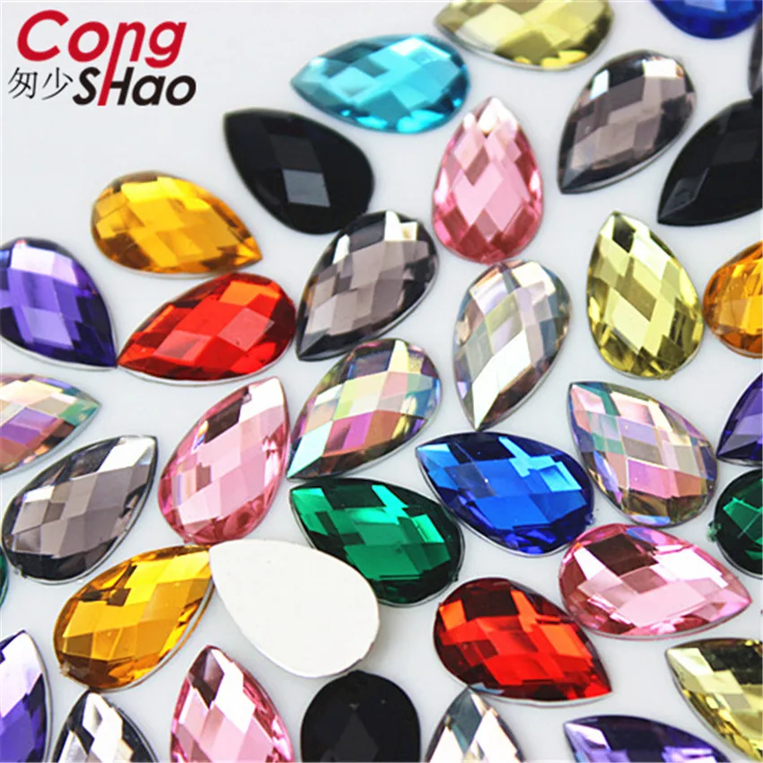 Cong-Shao-100pcs-8-13mm-Colorful-Flatback-Drop-Acrylic-Rhinestone ...