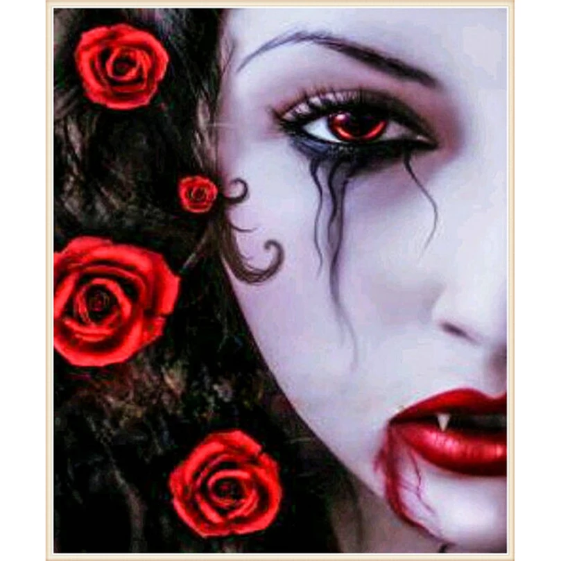 Vampire & rose Diy round full Diamond Painting cross stitch diamond ...