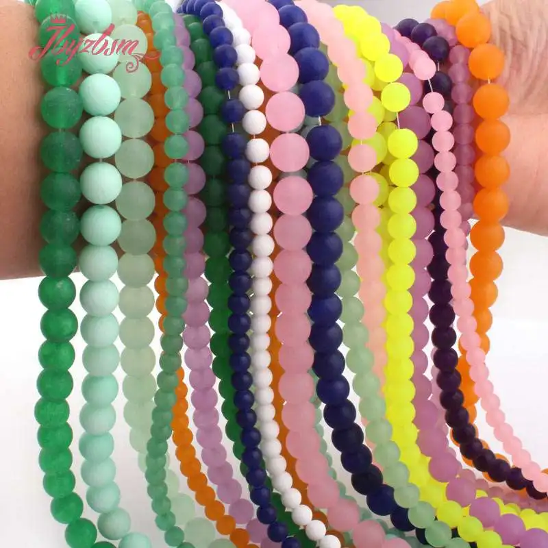 Bolas redondas mate heladas de 6,8,10mm, cuentas de piedra de Jade para ...