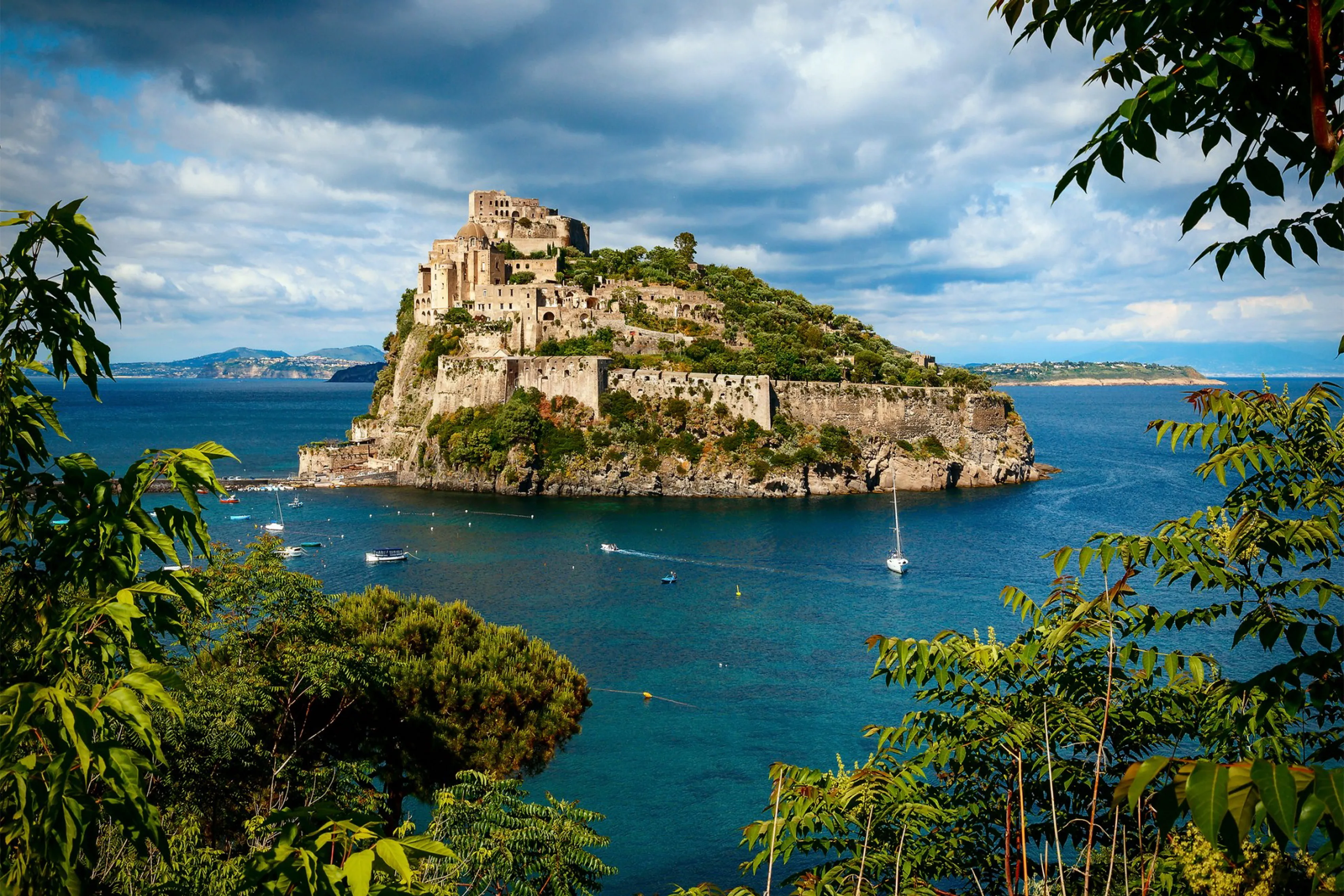 Home decoration Italy island of Ischia Aragonese castle sea summer ...
