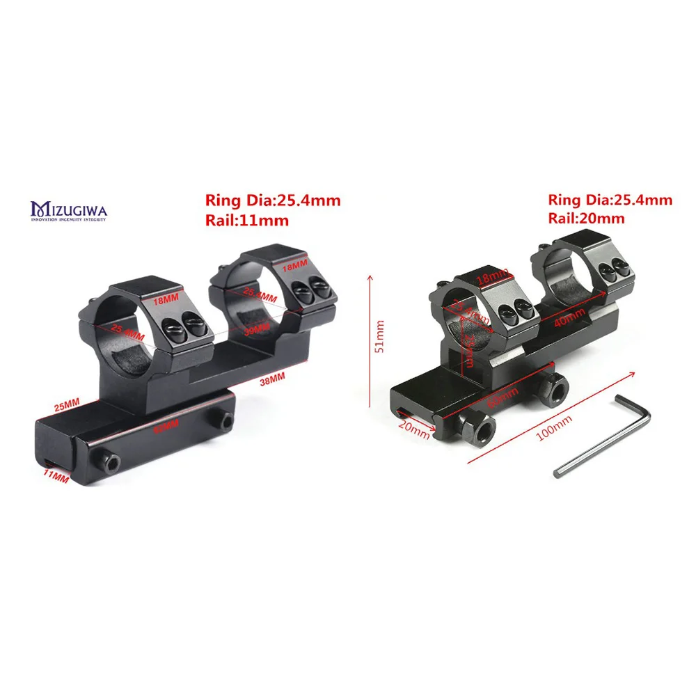 Tactical Extended Mount Bi-direction Integral Offset Mount 25.4mm 1 ...