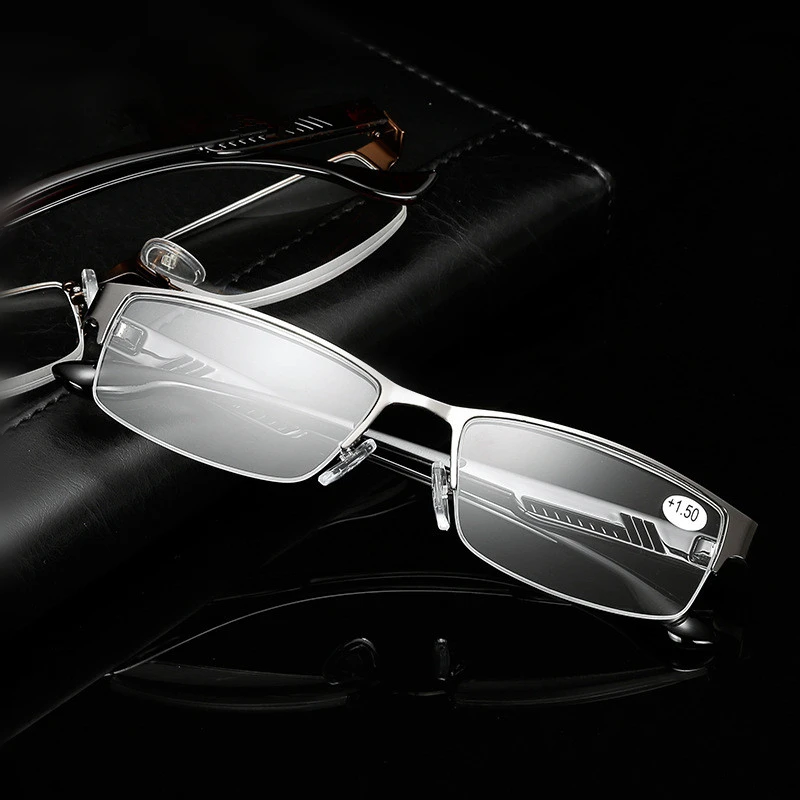 KUJUNY Men Reading Glasses Male High Quality Metal Half Frame