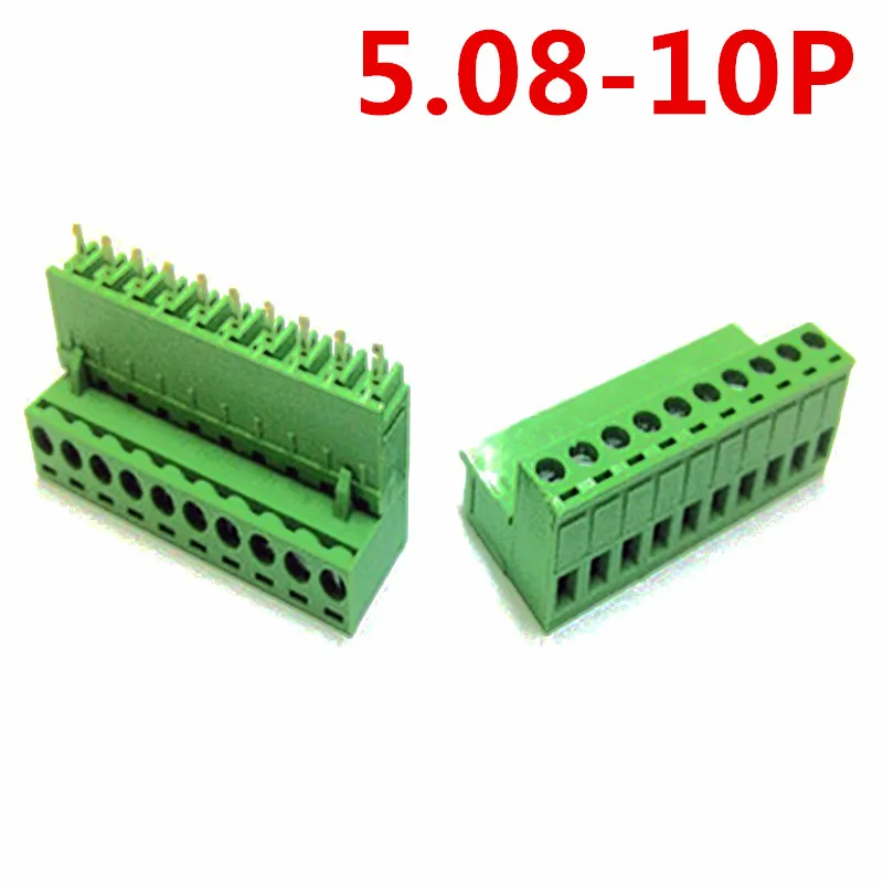 10sets 10 Pin Universal PCB Electrical 5.08mm Pitch Plug Type Straight ...