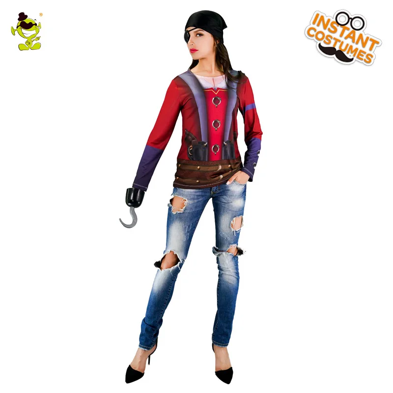 Ladies 3d Printed Swashbuckler Pirate T Shirt Costumes Women Cosplay
