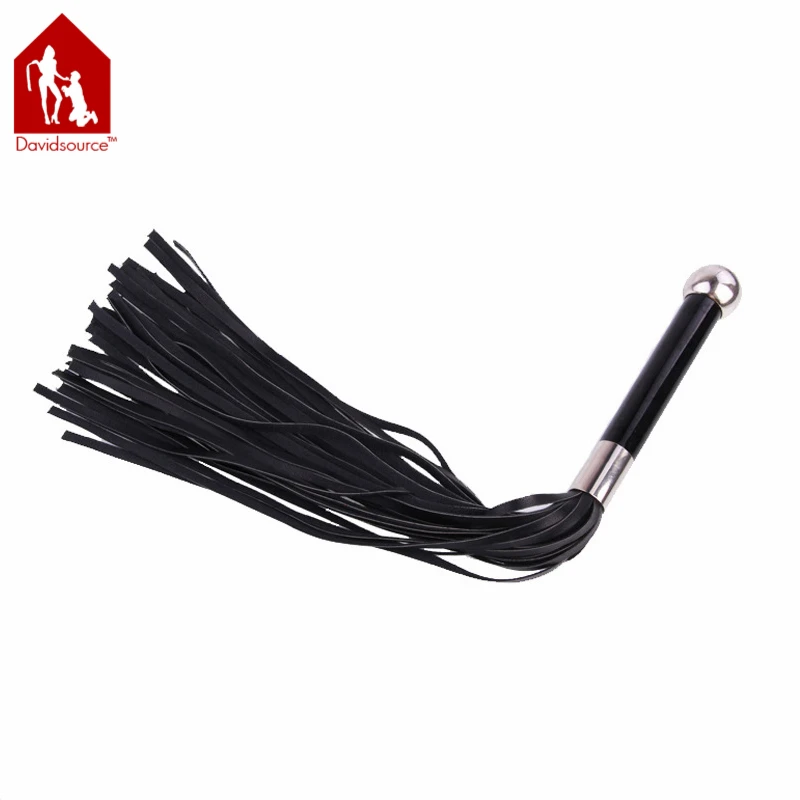 Davidsource 45cm Acrylic Handle Black Leather Whiplash Slap Spanking